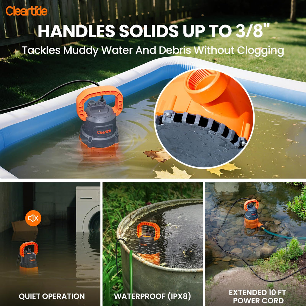 Manual Submersible Utility Pump for Pool, Basement, Crawlspace & Pond ...